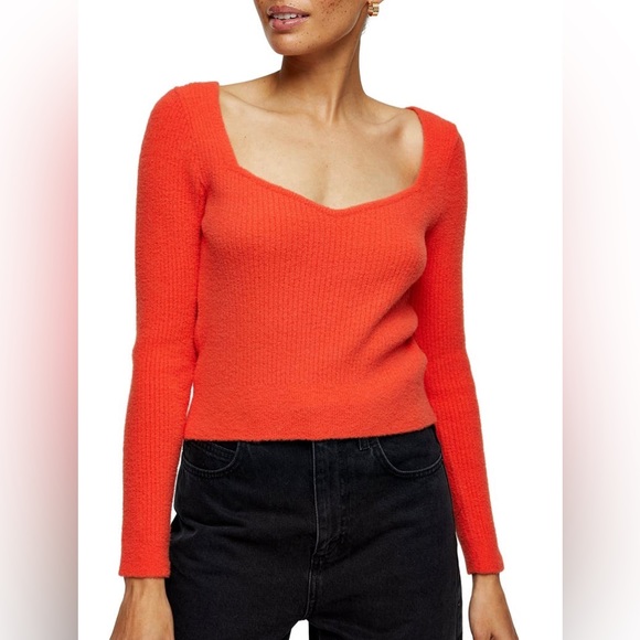 Topshop | Sweaters | Topshop Size 2 Sweetheart Neck Fluffy Sweater ...
